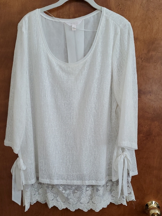 LC Lauren Conrad | Tops | White Lacehem Womens Lauren Conrad Sweater Xl ...